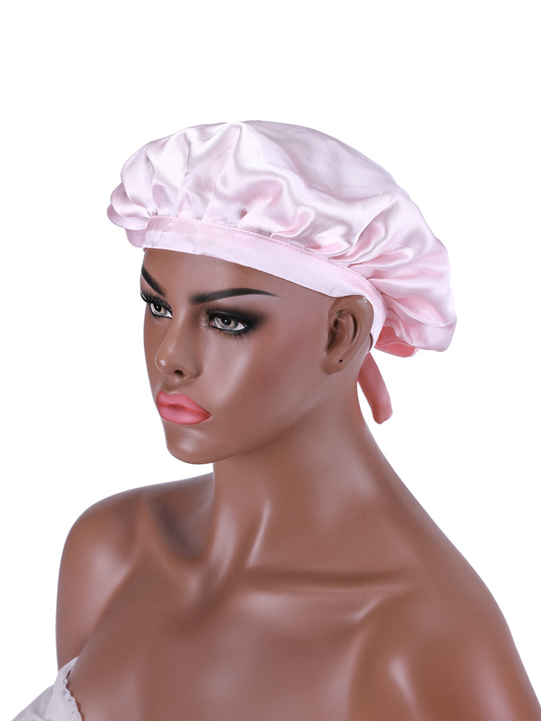 UNice Adjustable Satin Pink Night Cap Sleeping Hat For Making Wigs ...