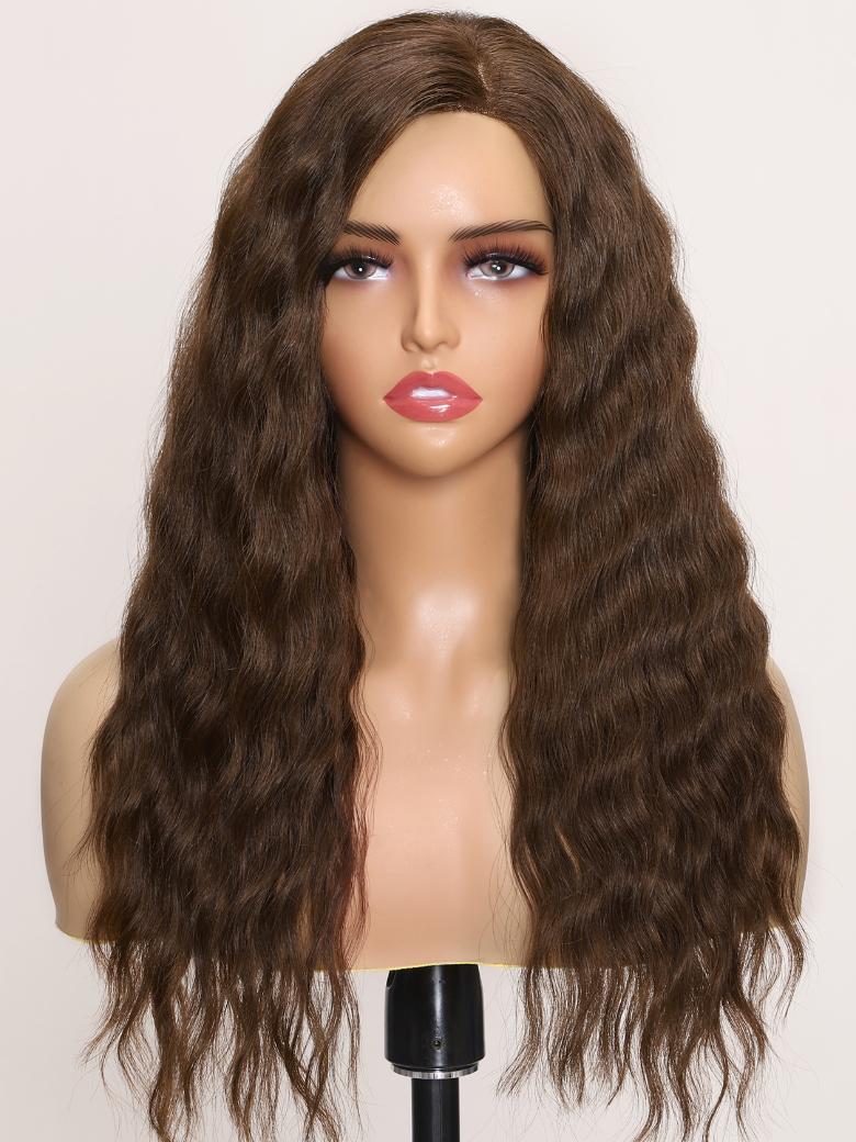 UNice Monofilament Semi-Hand Tied Loose Wave Brown Human Hair Wig