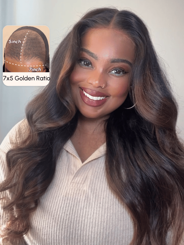 UNice Bye Bye Knots Wig 7x5 Glueless Lace Black to Chestnut Brown Ombre ...