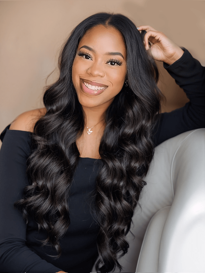 UNice Body Wave Fake leather lace hair cap wigs with Bleached Knots