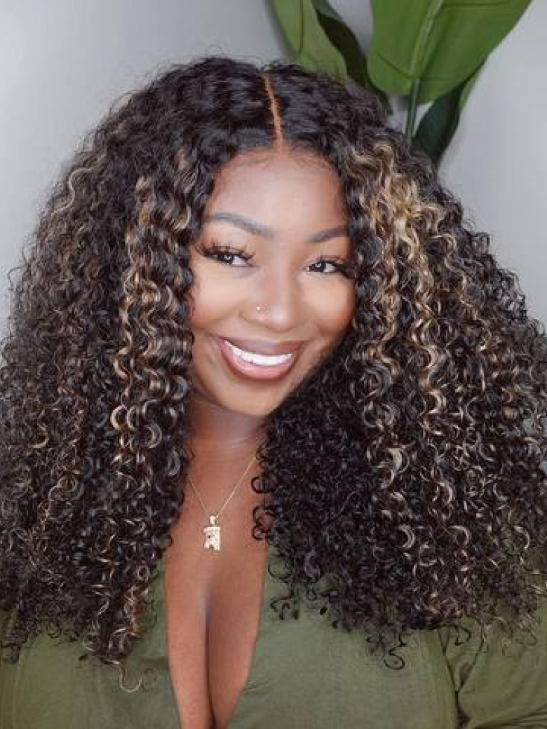 UNice Bye Bye Knots Wig 7x5 Glueless Lace Black With Blonde Highlights ...