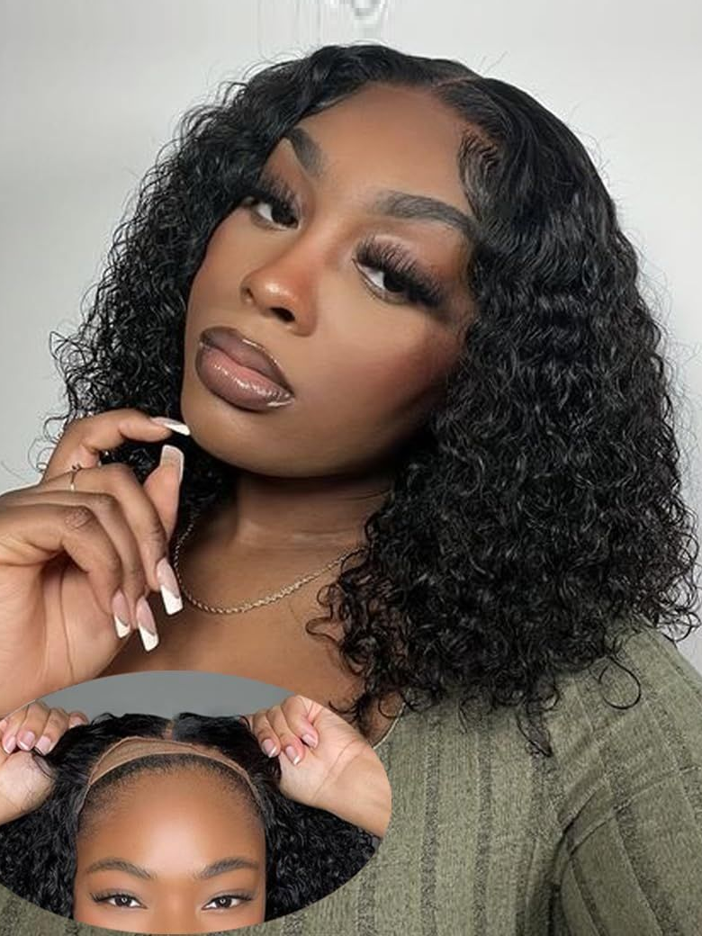 UNice Wear Go 6x4.5 Pre Cut Lace Bouncy Water Wave Glueless Bob Wig