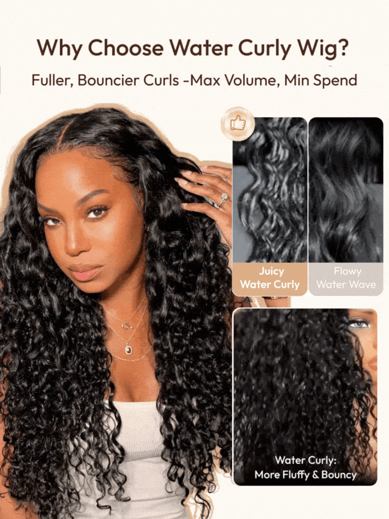 UNice Pre-Everything™ Lace Front Black Curly Glueless Drawstring Wig