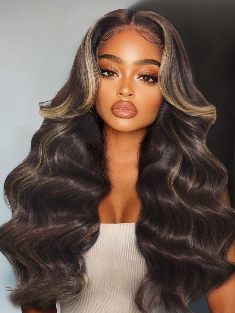 UNice Bye-Bye Knots 7x5 Lace Chocolate Brown Hair With Highlights Loose ...